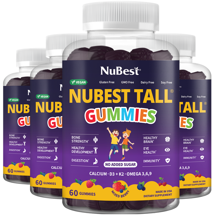NuBest Tall Gummies for Ages 2+, No Added Sugar, 60 Vegan Gummies