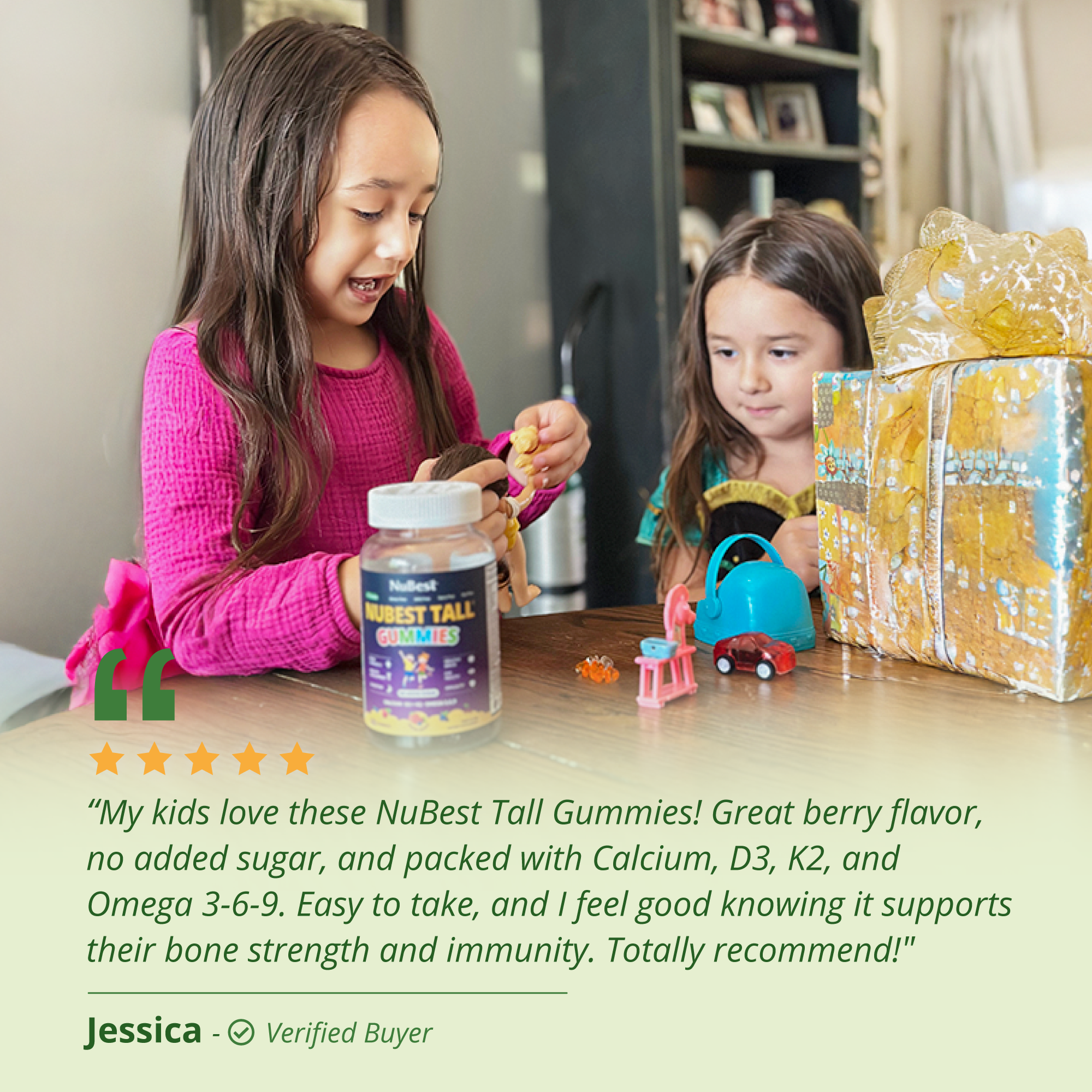 NuBest Tall Gummies for Ages 2+ & Teens, No Added Sugar, 60 Vegan Gummies