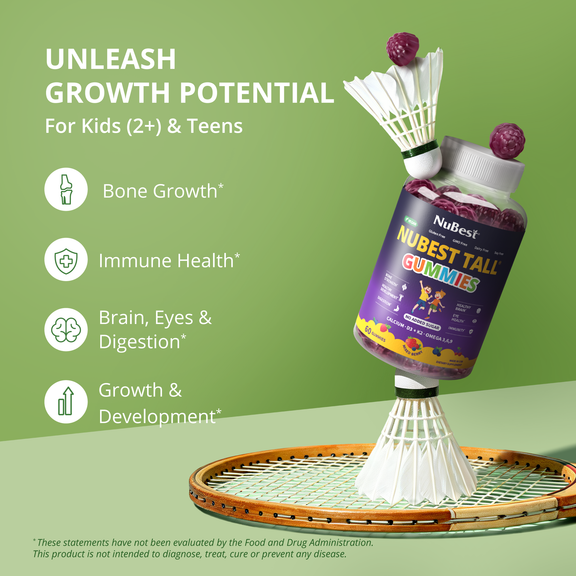 NuBest Tall Gummies for Ages 2+ & Teens, No Added Sugar, 60 Vegan Gummies