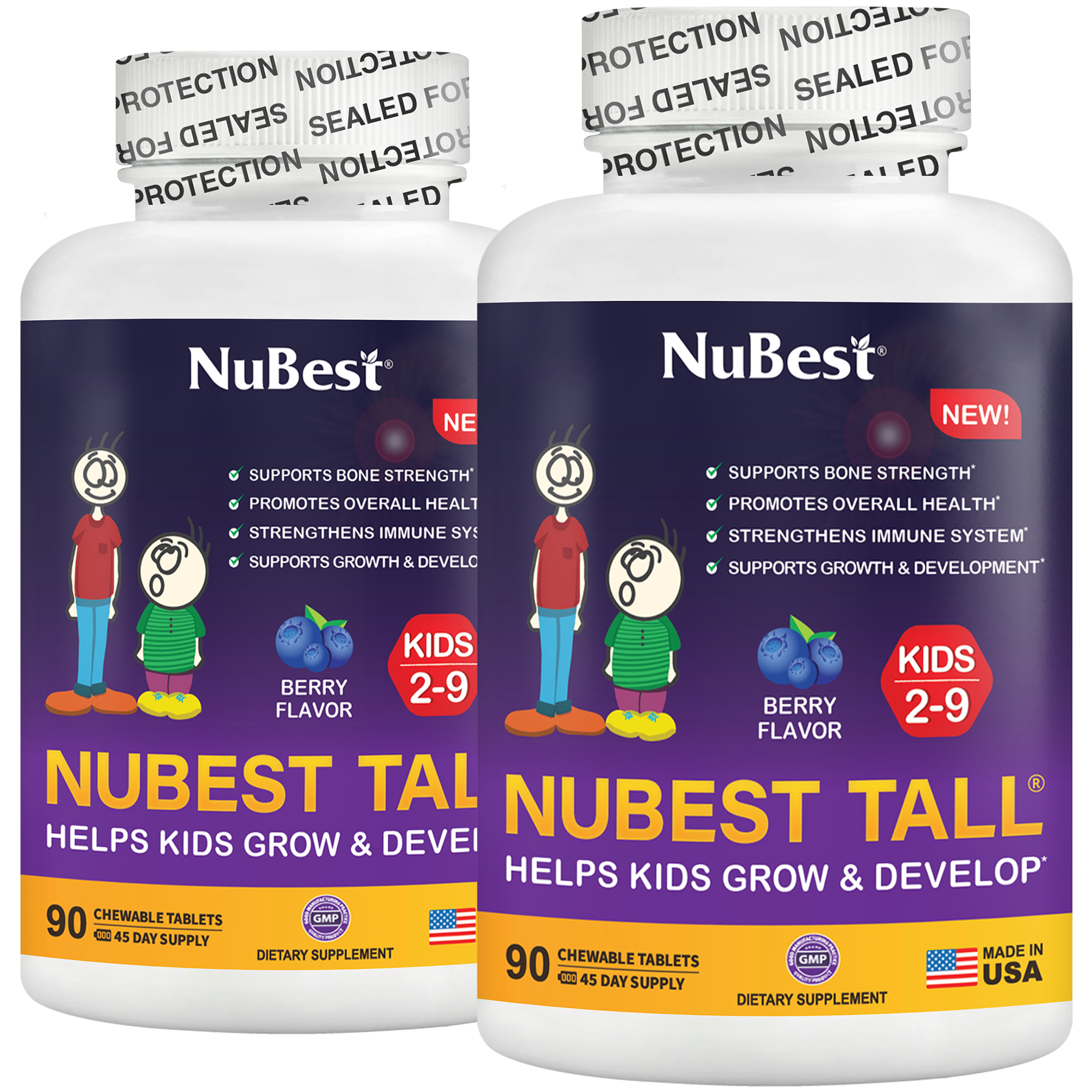 NuBest Tall Kids, Multivitamins For Kids Ages 2-9, Berry Flavor, 90 ...