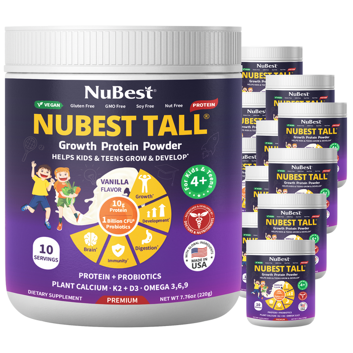 NuBest Tall Protein Vanilla Shake for Kids Ages 4+, 10 Vegan Servings