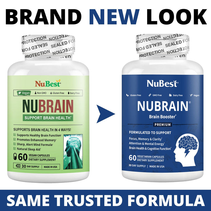 NuBrain, For Brain Health, Focus and Memory, 60 Vegan Capsules – NuBest.com