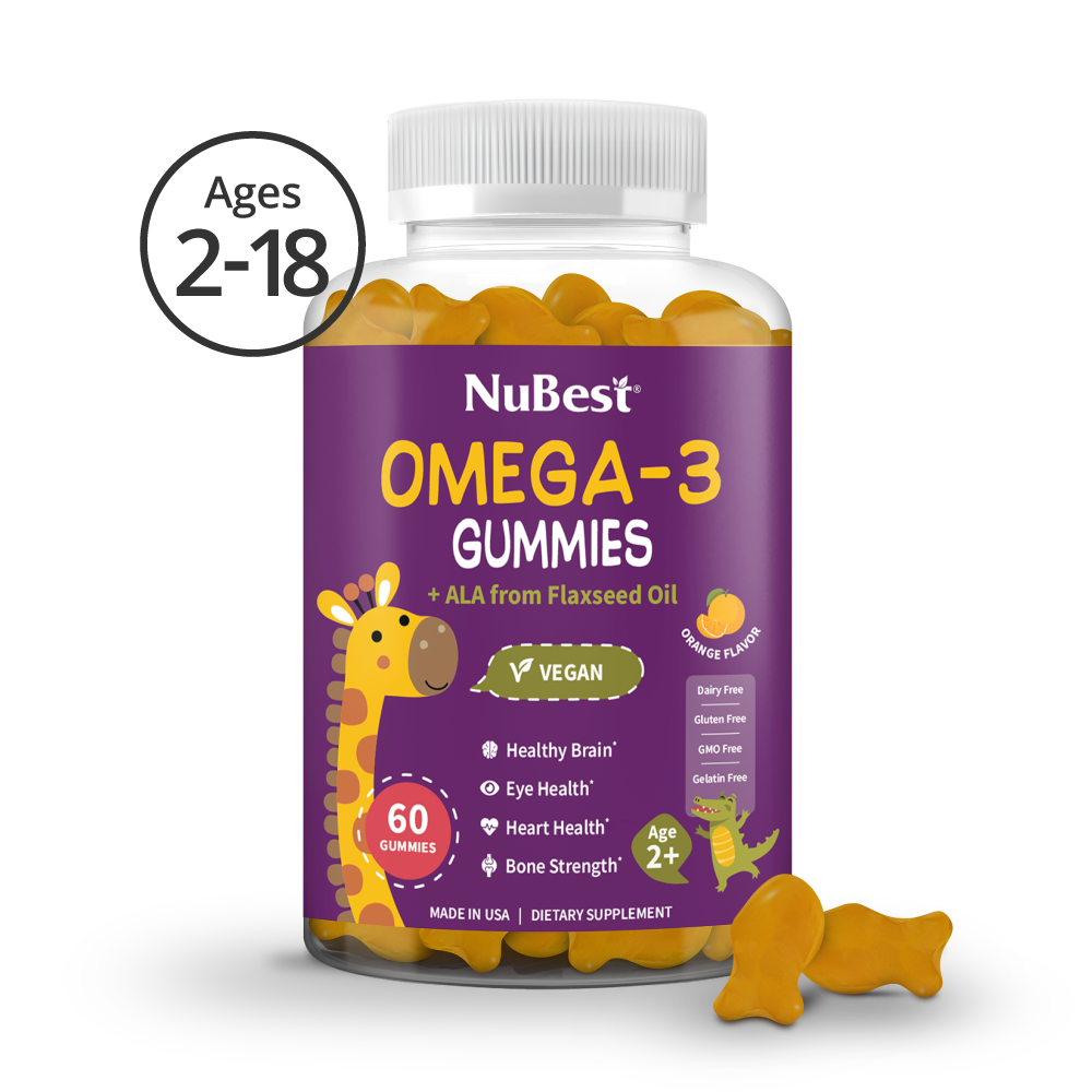 NuBest Omega-3 Gummies for Ages 2+, 60 Vegan Gummies